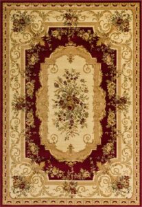 unique loom versailles collection traditional classic floral motif area rug (7' 0 x 10' 0 rectangular, burgundy/ ivory)