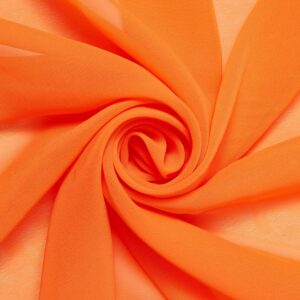 solid chiffon fabric polyester dress sheer 58" wide by the yard (1 yard, orange)