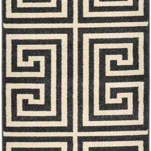 Unique Loom Athens Collection Classic Geometric Modern Border Design Area Rug, 2 ft 7 in x 10 ft, Black/Beige