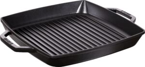 staub cast iron, grill pan with two handles, black, 33 cm