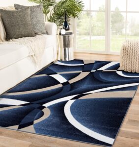 persian area rugs 2305 modern abstract area rug carpet, navy / 5 x 7,2305 navy 5x7