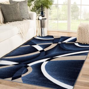 Persian Area Rugs 2305 Modern Abstract Area Rug Carpet, Navy / 5 x 7,2305 Navy 5x7