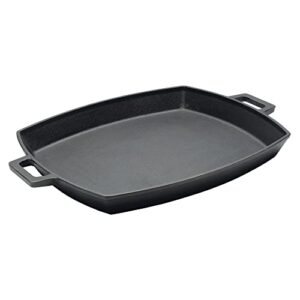 bayou classic 7471 cast iron shallow pan perfect for hamburgers grilled cheese sandwiches and bacon features wide loop handles