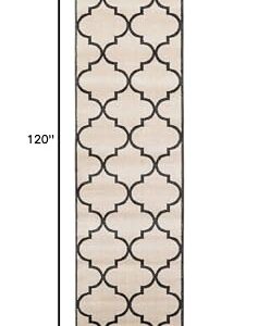 Unique Loom Trellis Collection Modern Morroccan Inspired with Lattice Design Area Rug, Runner 2' 7" x 10' 0", Beige/Black