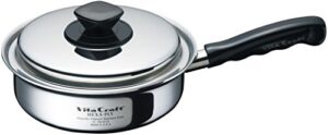 vitakraft 6112 frying pan, 7.9 inches (20 cm), induction compatible, stainless steel, with lid, made in the usa