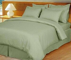 1000 thread count three (3) piece queen size sage stripe duvet cover set, 100% egyptian cotton, premium hotel quality