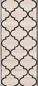 Unique Loom Trellis Collection Modern Morroccan Inspired with Lattice Design Area Rug, Runner 2' 7" x 10' 0", Beige/Black