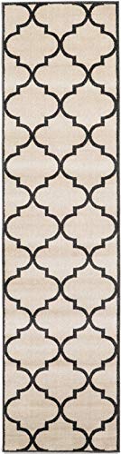 Unique Loom Trellis Collection Modern Morroccan Inspired with Lattice Design Area Rug, Runner 2' 7" x 10' 0", Beige/Black