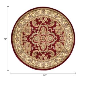 Unique Loom Voyage Collection Traditional Oriental Classic Intricate Design Area Rug (6' 0 x 6' 0 Round, Red/Tan)