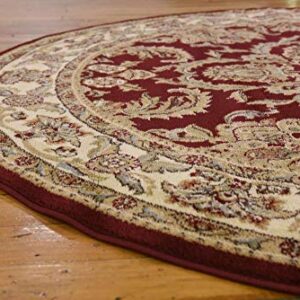 Unique Loom Voyage Collection Traditional Oriental Classic Intricate Design Area Rug (6' 0 x 6' 0 Round, Red/Tan)