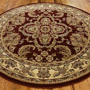 Unique Loom Voyage Collection Traditional Oriental Classic Intricate Design Area Rug (6' 0 x 6' 0 Round, Red/Tan)