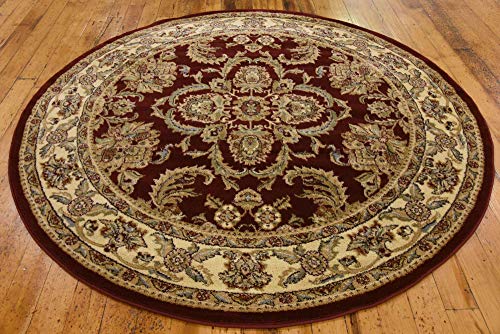 Unique Loom Voyage Collection Traditional Oriental Classic Intricate Design Area Rug (6' 0 x 6' 0 Round, Red/Tan)