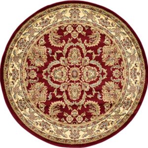 Unique Loom Voyage Collection Traditional Oriental Classic Intricate Design Area Rug (6' 0 x 6' 0 Round, Red/Tan)