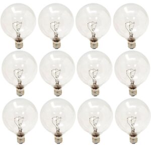 ge decorative globe bulb 40 w 320 lumens g16-1/2 candelabra 3 in. clear card 2 count, pack of 6 (total 12)