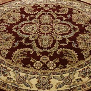 Unique Loom Voyage Collection Traditional Oriental Classic Intricate Design Area Rug (6' 0 x 6' 0 Round, Red/Tan)