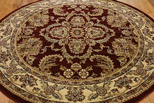 Unique Loom Voyage Collection Traditional Oriental Classic Intricate Design Area Rug (6' 0 x 6' 0 Round, Red/Tan)