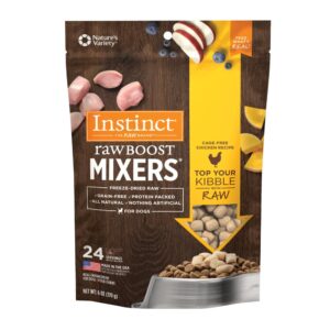 instinct raw boost mixers freeze dried dog food toppers for dry food, grain free dog food toppers with chicken for dogs, 6 oz