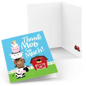 big dot of happiness farm animals - baby shower or birthday party thank you cards (8 count)