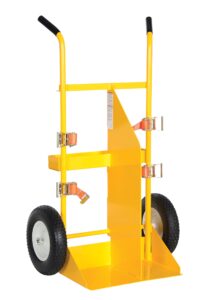 vestil cyl-e steel cylinder torch cart with pneumatic wheels 23 in. x 34-1/2 in. x 57 in. 500 lb. capacity yellow