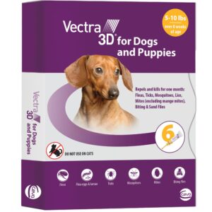 vectra 3d for dogs flea, tick & mosquito treatment & prevention for extra small dogs (5-10 lbs), 6 month supply