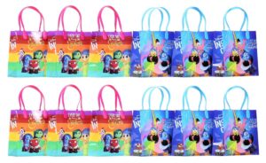 disney pixar inside out premium quality party favor reusable goodie small gift bags 12 (12 bags)