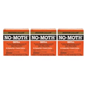 reefer-galler no-moth closet hanger refills - moth cakes for hanger storage, non-odorous moth cakes for closet, kills clothes moths, carpet beetles, eggs & larvae (2 moth cakes, pack of 3)