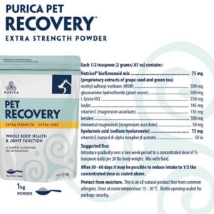 PURICA Pet Recovery Extra Strength - Joint Support for Cats & Dogs - Glucosamine - Vitamins for Joint Health. Suitable for Small & Large Breeds - Transform Your Pet's Well-Being with 1Kg Powder