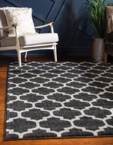 unique loom trellis collection area rug - philadelphia (5' 1" x 8' rectangle black/beige)