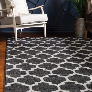 Unique Loom Trellis Collection Area Rug - Philadelphia (5' 1" x 8' Rectangle Black/Beige)