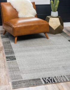 unique loom del mar collection area rug - sarah (5' 1" x 8' rectangle, light gray/ gray)