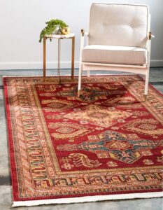 unique loom sahand collection traditional geometric classic red area rug (5' 0 x 8' 0)