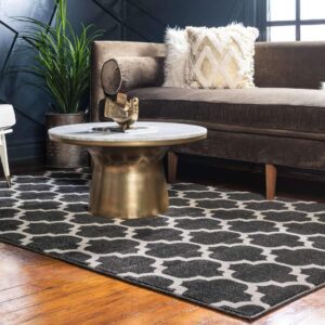 Unique Loom Trellis Collection Area Rug - Philadelphia (5' 1" x 8' Rectangle Black/Beige)