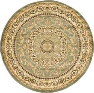 unique loom versailles collection traditional classic medallion floral motif area rug (6' 0 x 6' 0 round, green/ ivory)