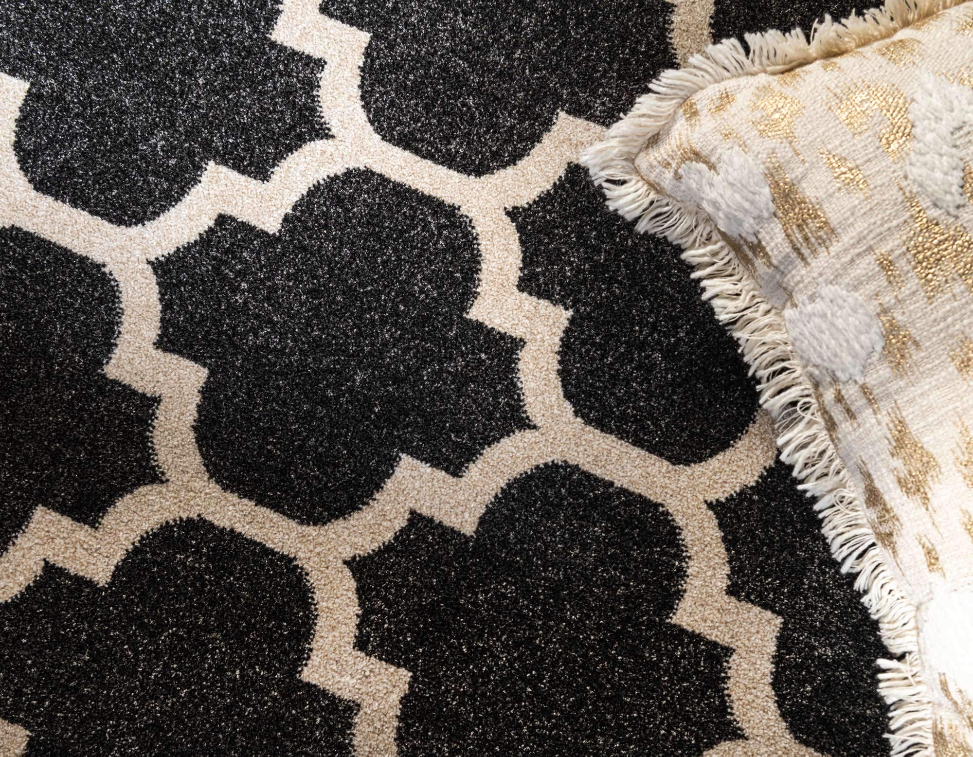 Unique Loom Trellis Collection Area Rug - Philadelphia (5' 1" x 8' Rectangle Black/Beige)