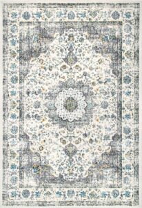 nuloom paisley verona vintage persian area rug, 5' x 7' 5", grey