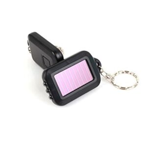 Jackie 2 Pcs Emergency 3 LED Torch Flashlight Key Fob Solar Energy Power Keychain Lamp Light - Black