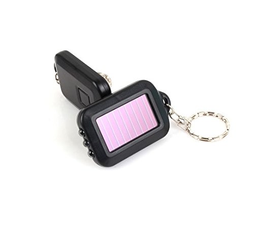 Jackie 2 Pcs Emergency 3 LED Torch Flashlight Key Fob Solar Energy Power Keychain Lamp Light - Black