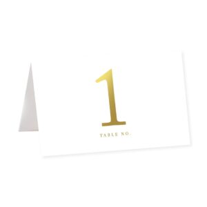 andaz press table tent place cards, metallic gold ink print, table number, 20-pack, gold table numbers table tent numbers for table paper numbers