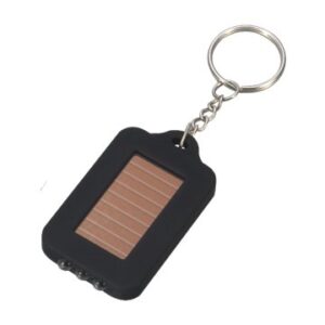 Jackie 2 Pcs Emergency 3 LED Torch Flashlight Key Fob Solar Energy Power Keychain Lamp Light - Black