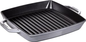 staub 40511-684 pure grill square, gray, 11.0 inches (28 cm) grill pan, both hands, casting, enamel, induction compatible, japanese authentic product