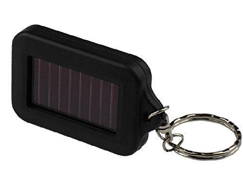 Jackie 2 Pcs Emergency 3 LED Torch Flashlight Key Fob Solar Energy Power Keychain Lamp Light - Black