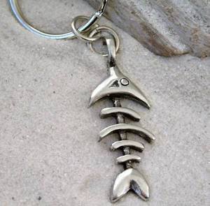 fish bones sealife keychain key ring