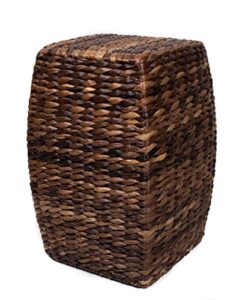 birdrock home seagrass accent stool - made of hand woven natural seagrass - 21 inch upholstered stool for living room, bathroom, closet, and bedroom - modern rustic design seat - espresso