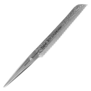 chroma 8 1/2" bread knife hammered finish kitcen cutlery, multicolor