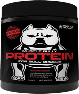 muscle bully protein supplement for dogs - supports muscle growth, size and recovery. formulated for bull breeds (pit bulls, american bullies, french bulldogs & bulldogs) (60 servings)