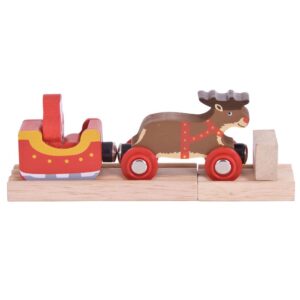 bigjigs rail santa sleigh with reindeer - other major wooden rail brands are compatible