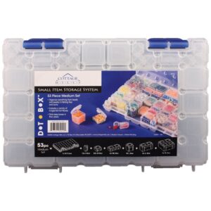 cottage mills dotbox medium set 53 pcs from 52 storage boxes in a carrying case. it’s the ultimate small item storage system. perfect for bead, jewelry, craft and small part storage.