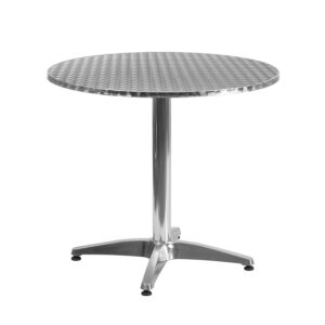 flash furniture mellie 31.5'' round aluminum indoor-outdoor table with base