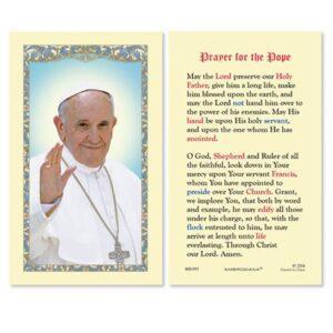 prayer for the pope francis laminated cardstock catholic holy card, 4 3/8 inch