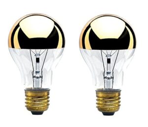 bulbrite 60a19hg 60-watt a19 bulb, half gold, medium base - 2 pack